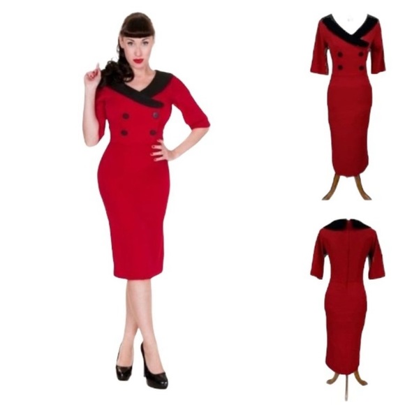 Lindy Bop | Dresses | Hp Lindy Bop Dress Deanna Retro Red Black Wiggle ...